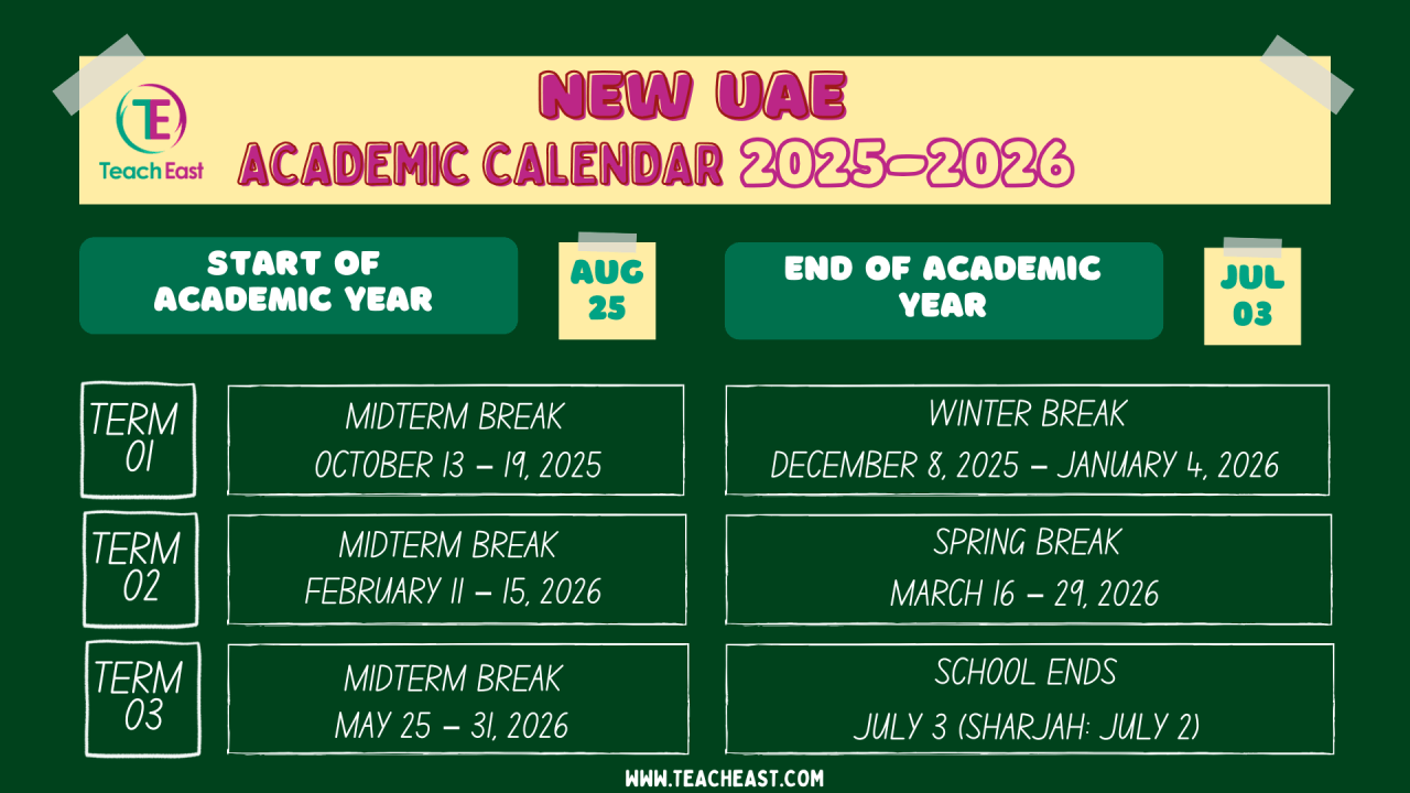 📘 New UAE 2025-2026 Academic Calendar for Public & Private Schools ...
